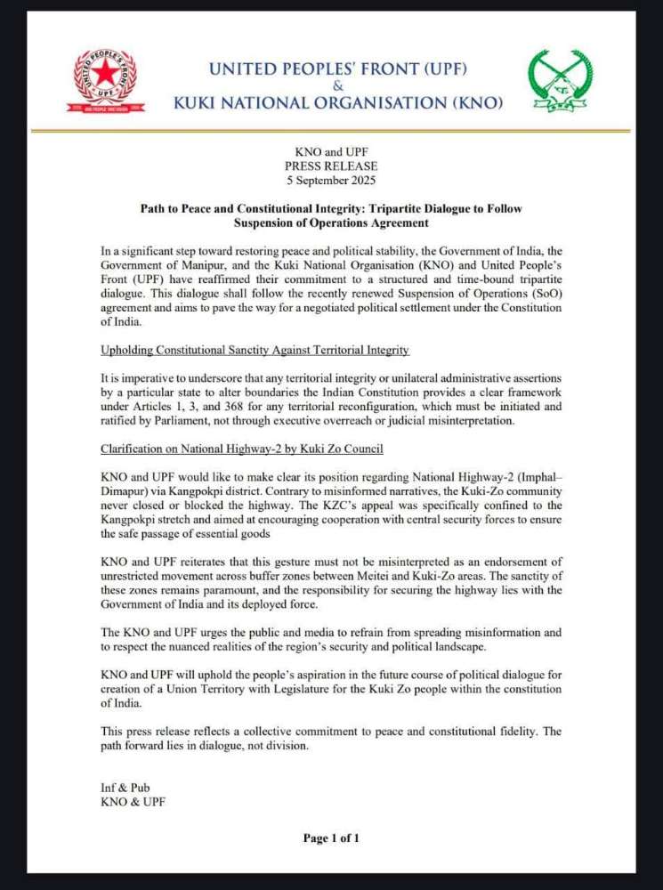 KNO, UPF vows to uphold people's aspiration for creation of UT with ...