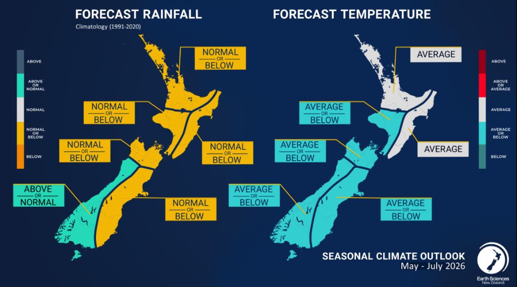 Earth Sciences New Zealand Seasonal Climate Outlook May-July 2026 ...