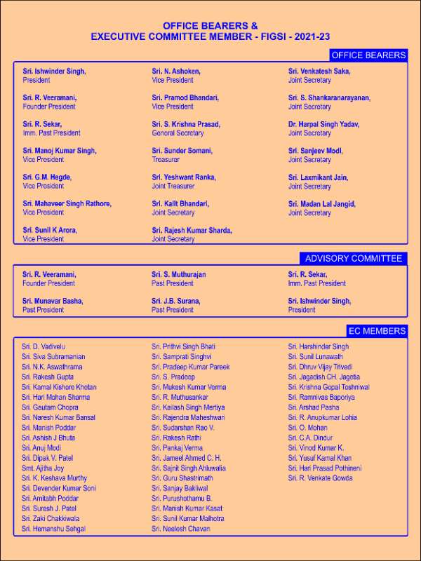 List of Office Bearers and EC Members for the term 2021-23 | FIGSI ...
